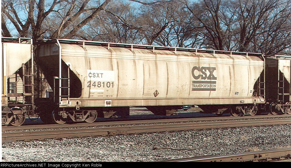 CSX Transportation logo on a covered hopper